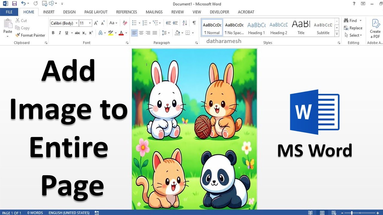 How to Fill Entire Page With Image In MS Word - YouTube