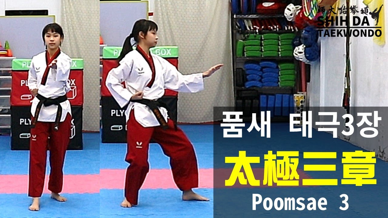 【品勢示範】跆拳道品勢—太極三章 │Taekwondo Poomsae 3 │태권도 품새 태극3장 - YouTube