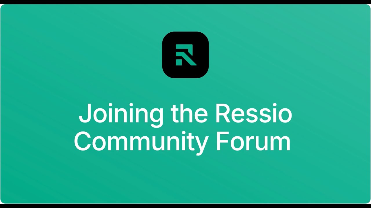 Joining the Ressio Community Forum - YouTube