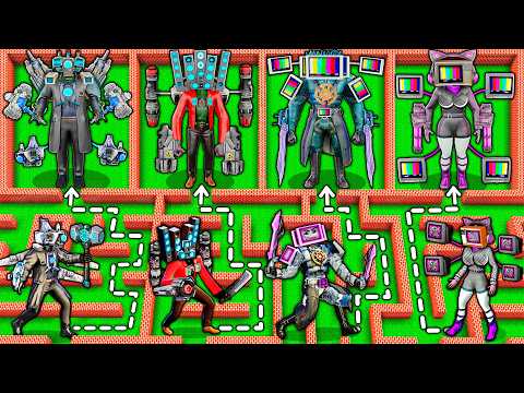 SURVIVAL MAZE of TITAN BOSS TEAM vs CAMERA MAN & SPEAKER MAN & TV MAN BATTLE in MINECRAFT animation