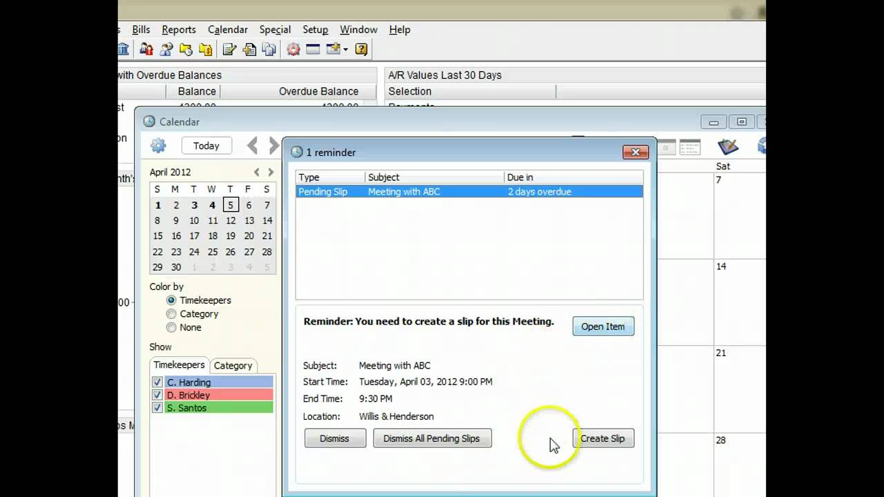 Sage Timeslips: Calendars: Creating Slips - YouTube