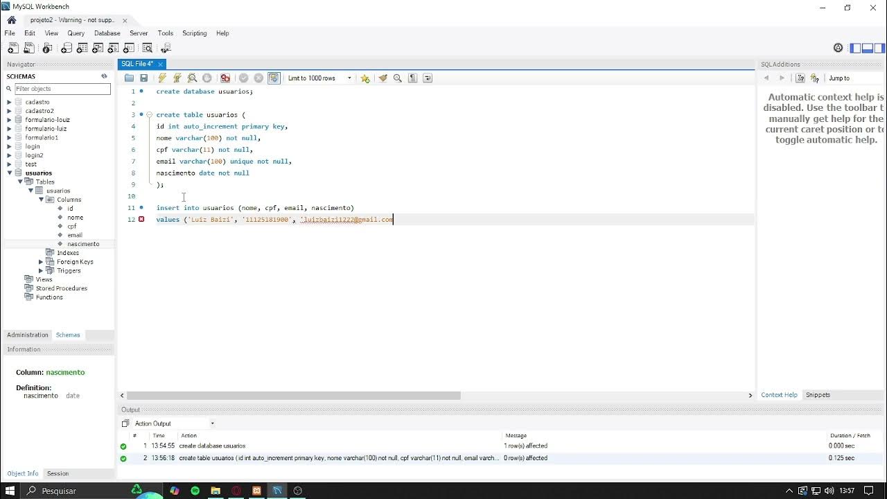 Cadastro de usuarios - YouTube