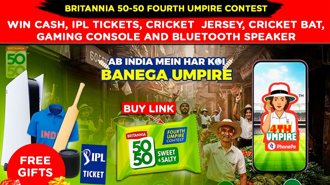 Britannia 50-50 Fourth Umpire Contest 🔥Win IPL Tickets, Cash, Cricket ...