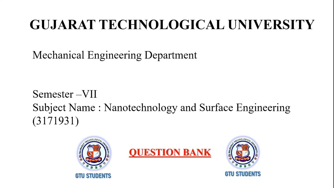 3171931 - Nanotechnology & Surface Engineering (NTSE) GTU Most IMP ...