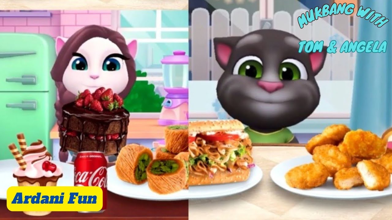 Asmr With My Talking Tom and My Talking Angela | Mukbang Chiken Nugget ...