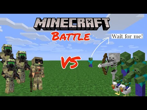 4 Soldiers VS Zombies army battle in Minecraft - YouTube
