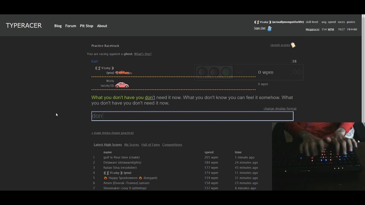 Typeracer Typing Speed Test 74 Wpm Youtube
