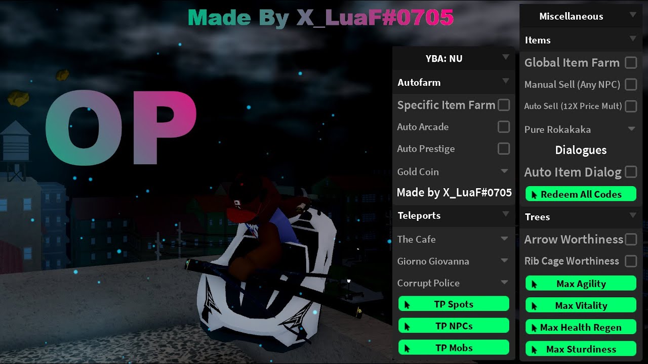 YBA NU OP Script | Autofarm, Teleport, Instant Arcade, X12 Sell All ...