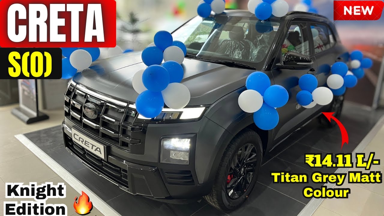 New Creta 🔥Titan Grey Matte 🩶 | Creta S (O) Knight Edition Petrol 2025 ...