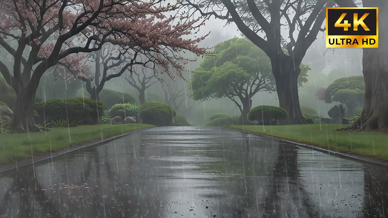 Soothing Rainfall in a Quiet Garden – Calming Nature Sounds for Sleep ...