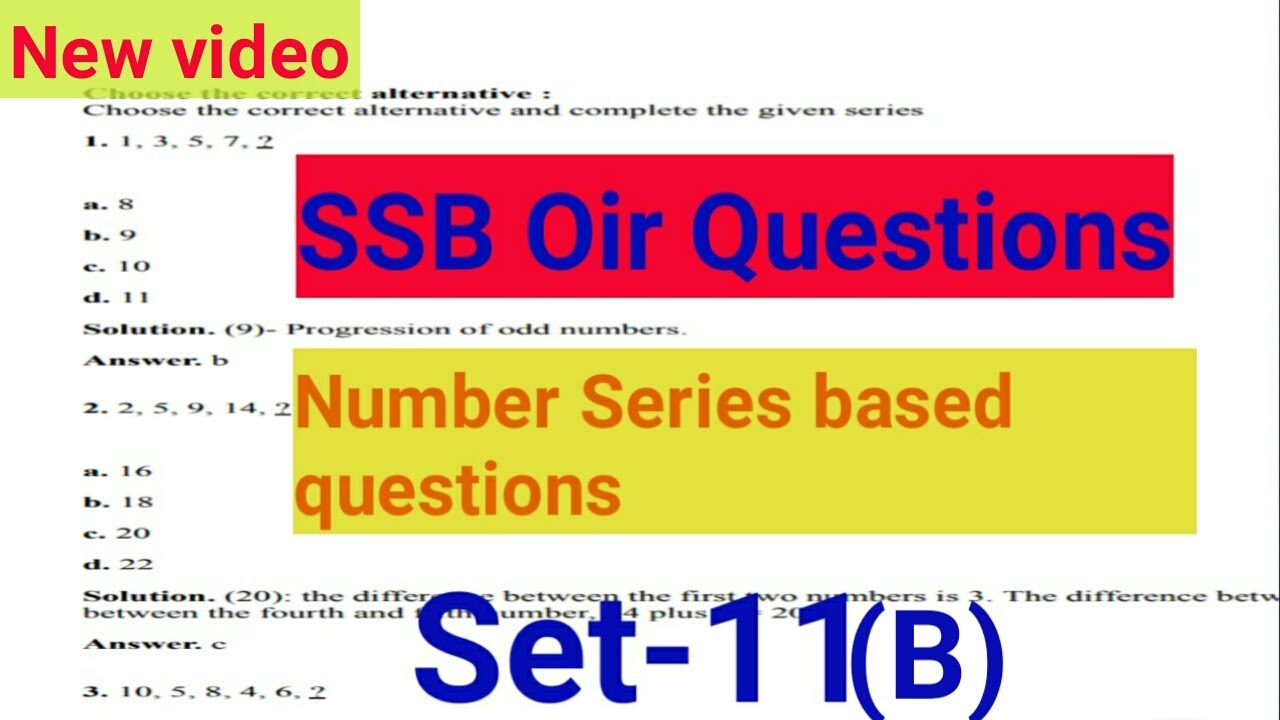 SSB OIR QUETIONS - Number Series based | SET-11(B) | ssb interview ...