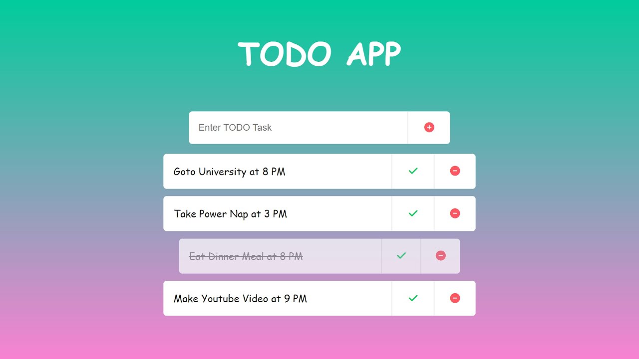 Todo List App In Javascript Todo List Using Html Css And Javascript 5036
