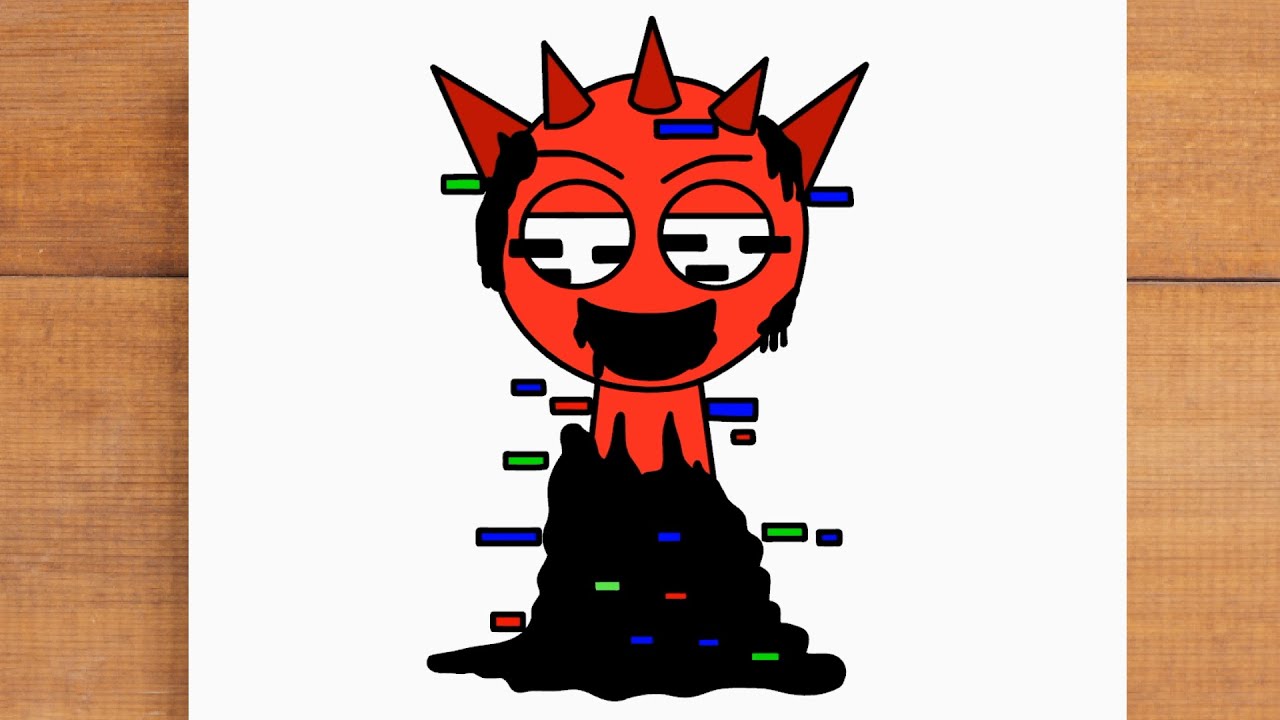 How to draw Raddy Red Pibby Glitch Corrupted FNF x Incredibox Sprunki ...