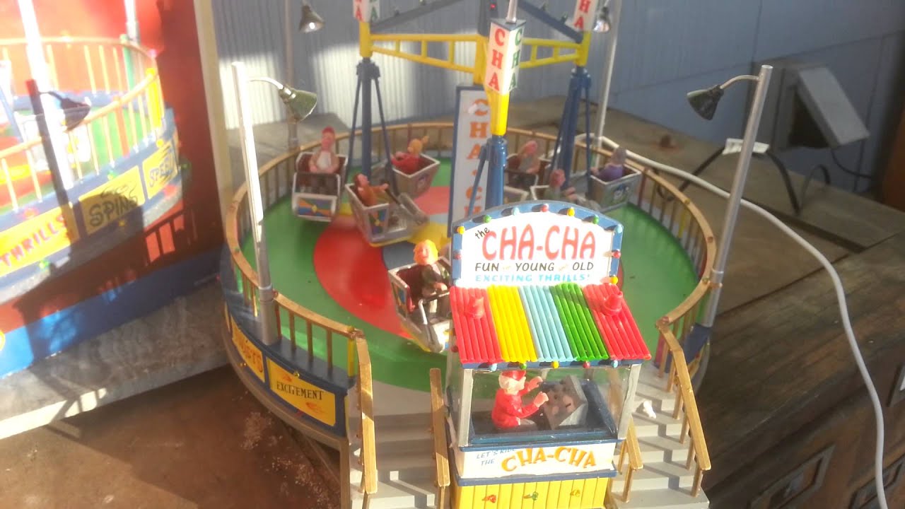 RARE Retired Lemax Village Collection The Cha Cha Carnival Ride Sound ...