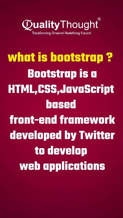 what is bootstrap ? | Interview Questions | Quality Thought - YouTube