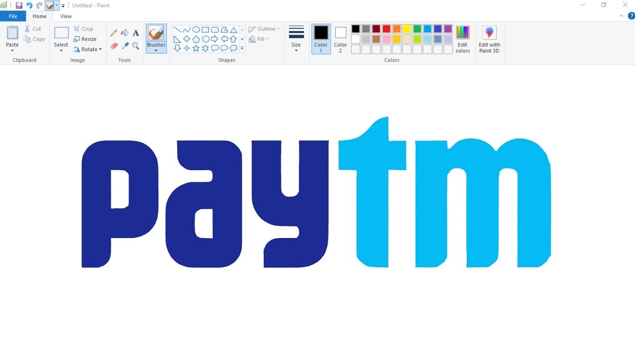 How to draw Paytm Logo in Computer using Ms Paint | Paytm Logo Drawing ...