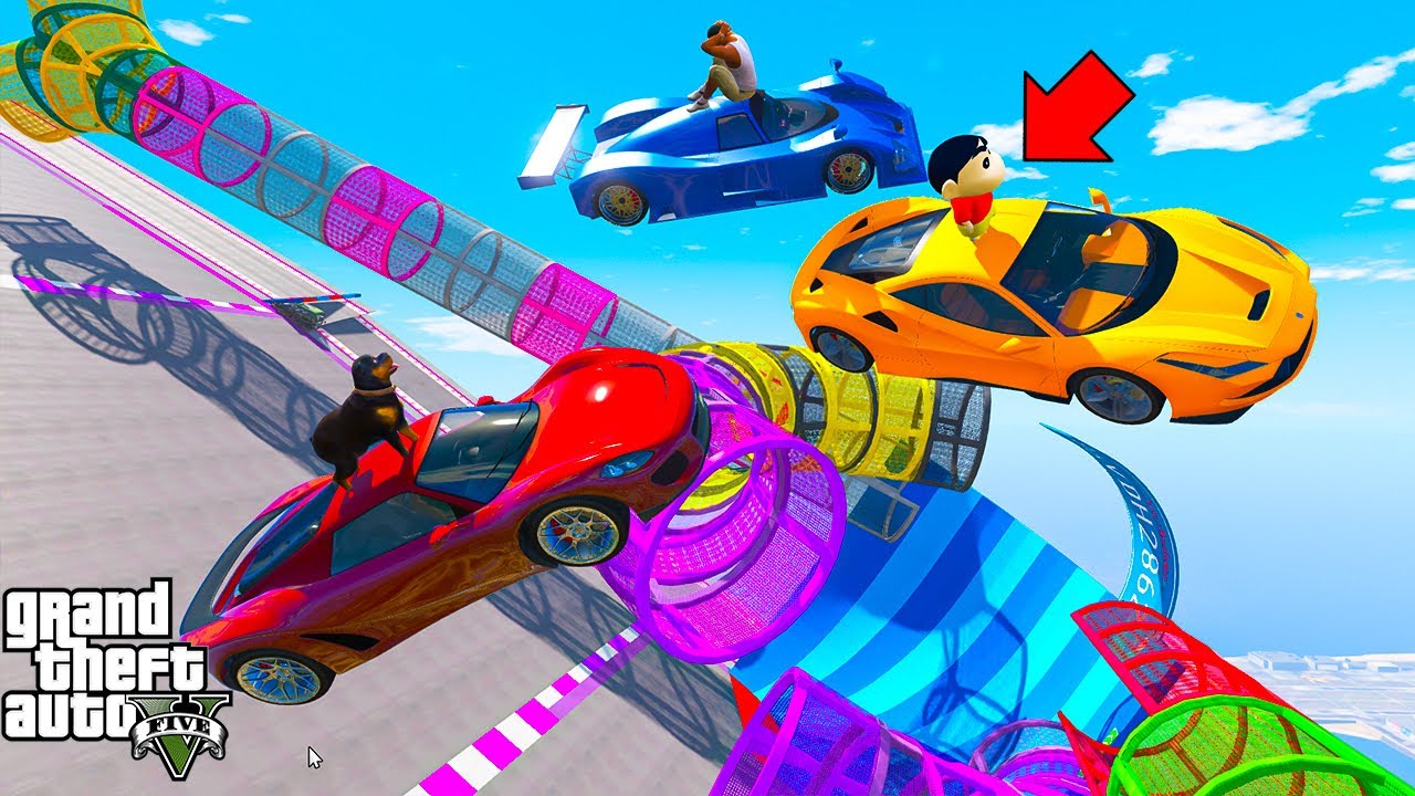 FRANKLIN TRIED IMPOSSIBLE CURVY ROAD TO HEAVEN RAMP CHALLENGE CARS ...