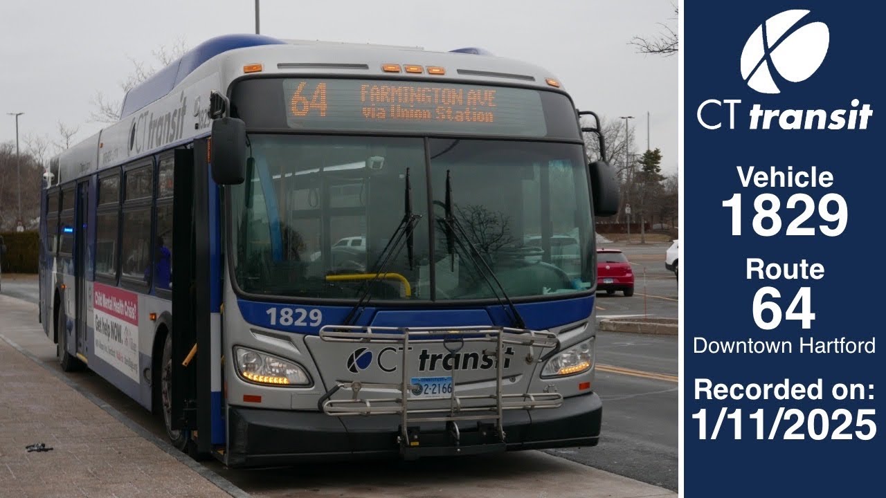 Bus Ride | CTtransit #1829 on the 64 towards Downtown Hartford - YouTube