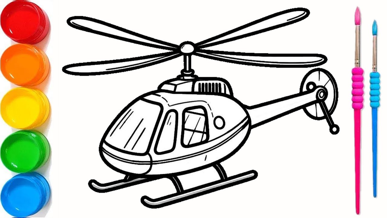 Drawing a Helicopter for beginners | Drawing and coloring tutorial for ...