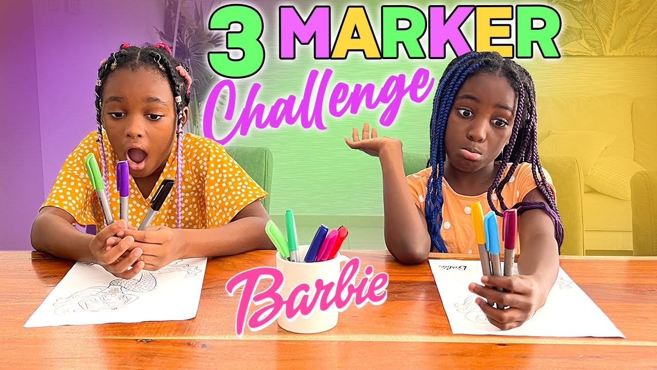 3 Marker Challenge - Barbie Edition - Myra and Sapphira do the 3 marker ...