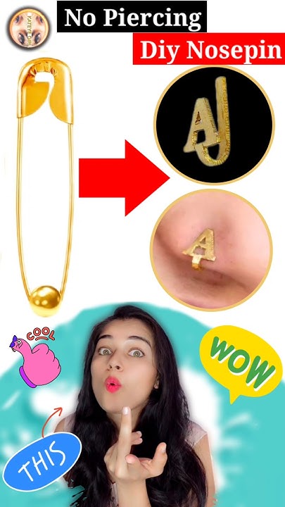 DIY Initial Nose Pin with Safety Pin 🅰️💜| Nose Piercing Hack | Safety Pin Craft #kateyegirl # ...