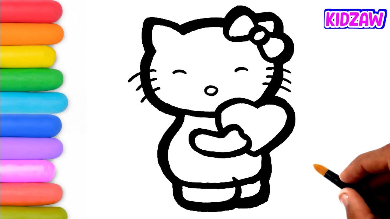 Learn Hello Kitty Drawing and Coloring for Kids and Toddlers || How to ...