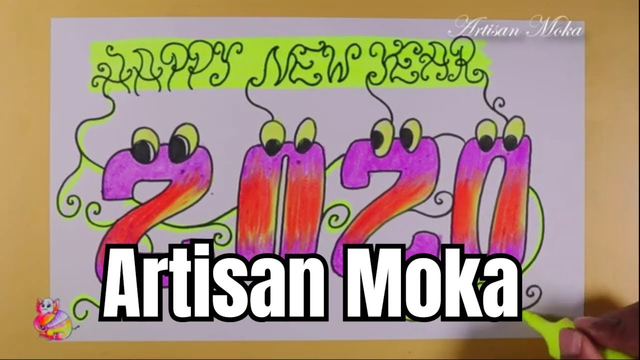#Art200 | How to Draw 2020 Step by Step easy | Happy New Year Drawing ...