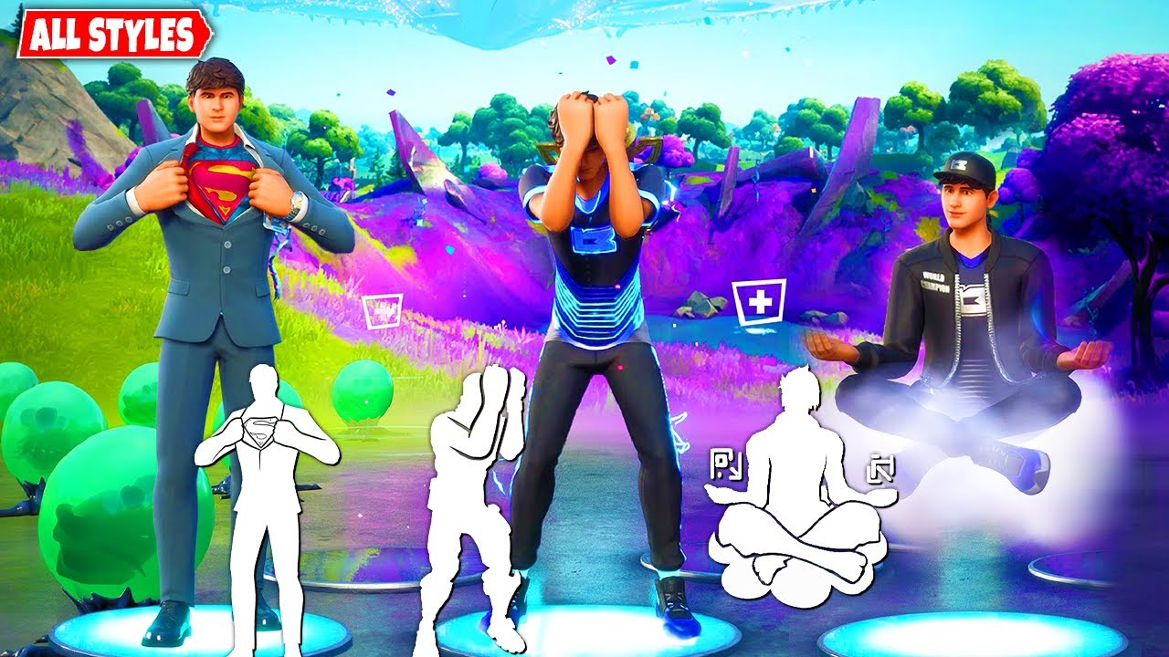 Fortnite BUGHA (all Styles) doing all Built-In Emotes & Bugha's ...