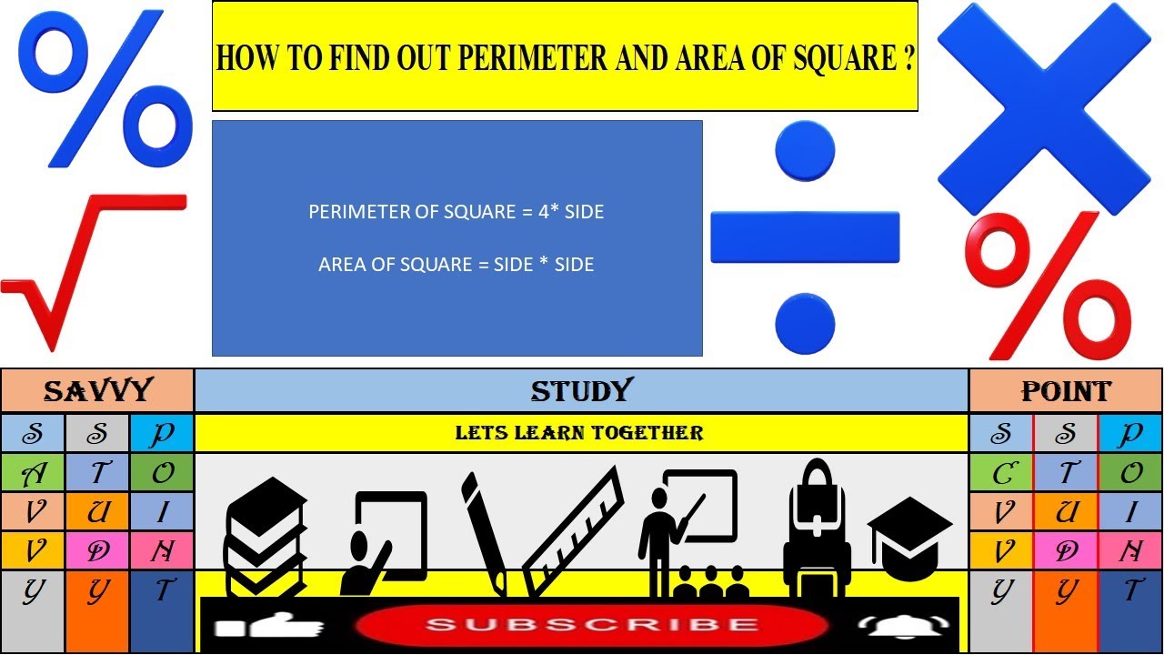 CALCULATE PERIMETER OF A SQUARE. HOW TO FIND AREA OF A SQUARE. - YouTube