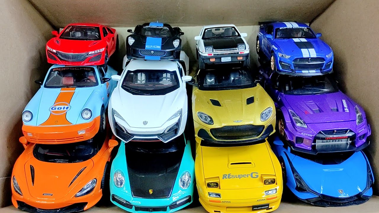 Box Full Of Model Cars / Lamborghini, Supra, McLaren, Rolls Royce, Audi ...