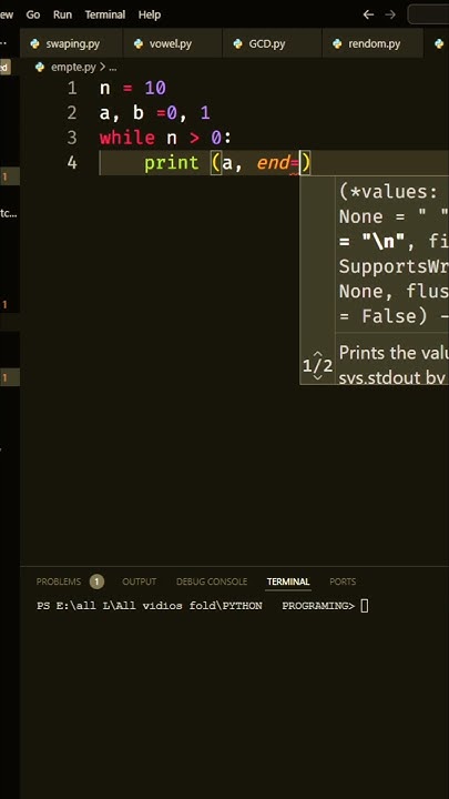 Generate Fibonacci Sequence in Python#shorts #cod #python - YouTube