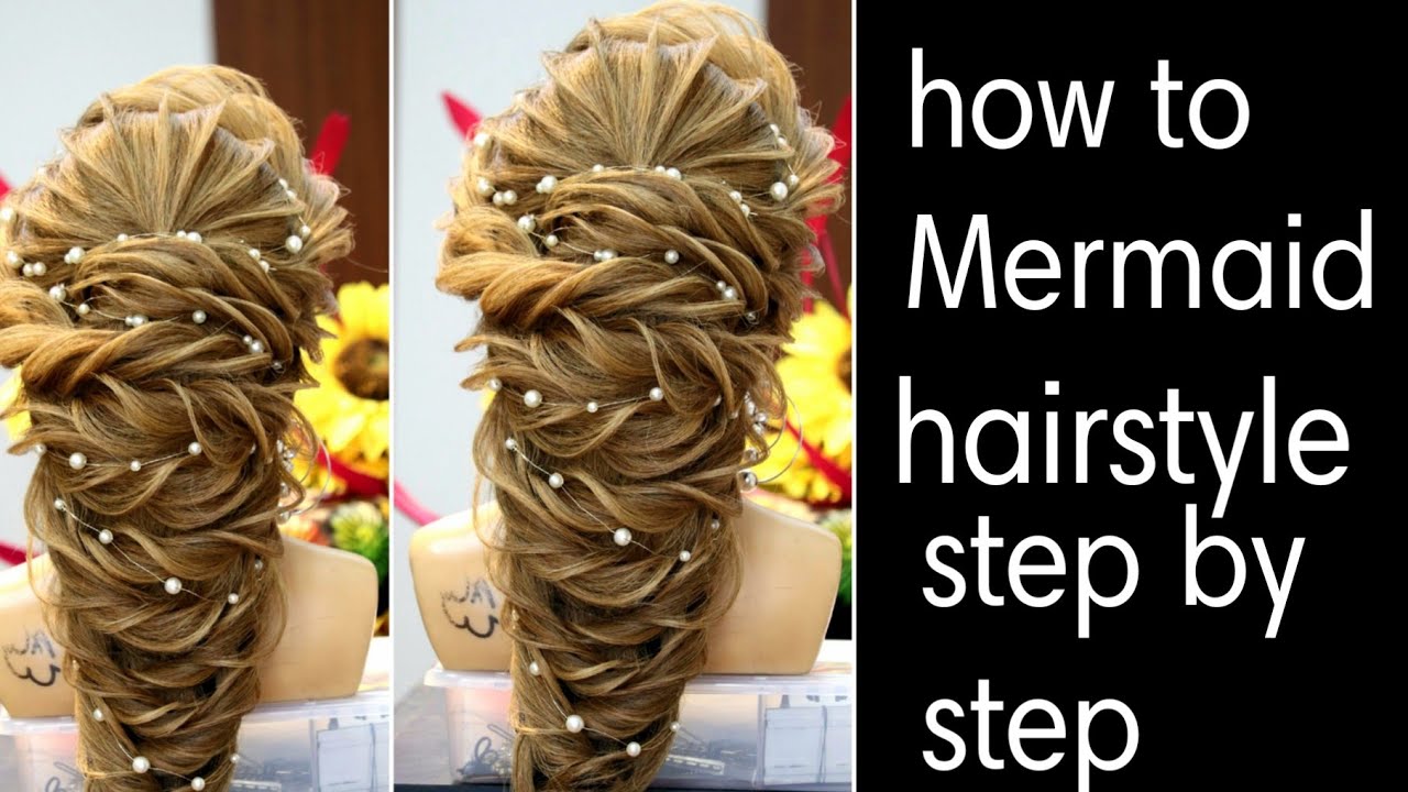 how to mermaid hairstyle tutorial braid step by step advance - YouTube