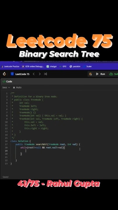 🚀day 41 75 Of The Leetcode75 700 Search In A Bst Ytshorts Ytshort Shorts Short Leetcode