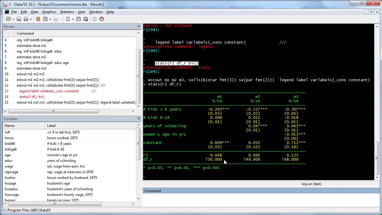Using Estout to Make Result Tables - YouTube