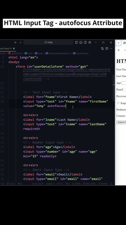 HTML Input Tags: Unlock the Power of the Autofocus Attribute! #htmlform #codewithmayur - YouTube
