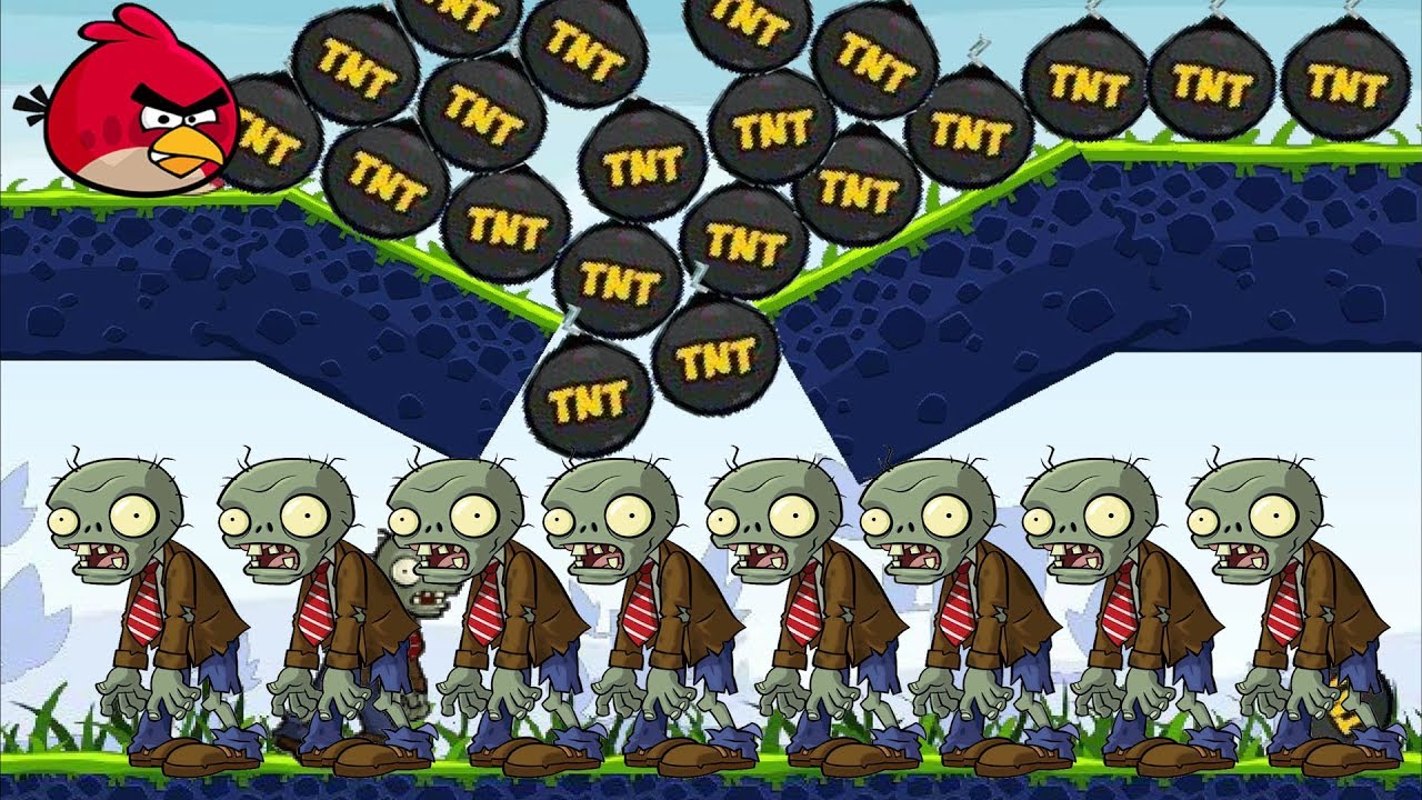 Angry Birds Fry Zombies - PUSH ALL TNT TO BURN ZOMBIES WITH ONE RED ...