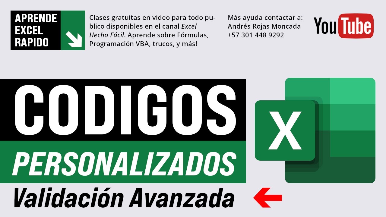 Códigos Personalizados - Validación de Datos Avanzada en Excel - YouTube