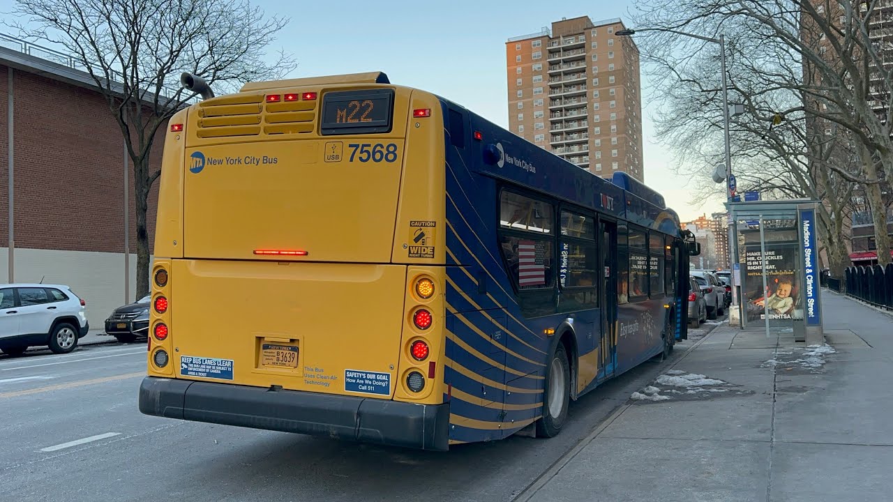 NYCTA Bus 2024 60fps: 2019 NFI Xcelsior XD40 #7568 on the M22 - YouTube