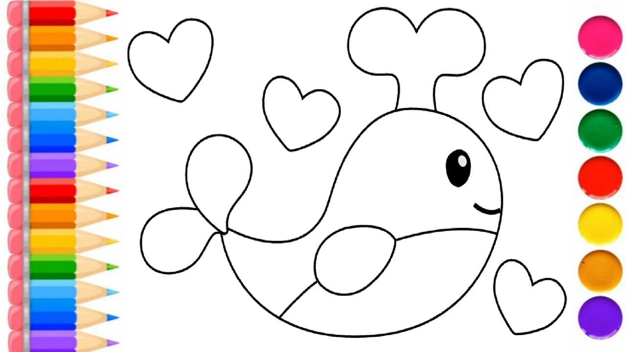 Blue Whale Drawing, Colouring and Painting for Kids & Toddlers | Easy ...