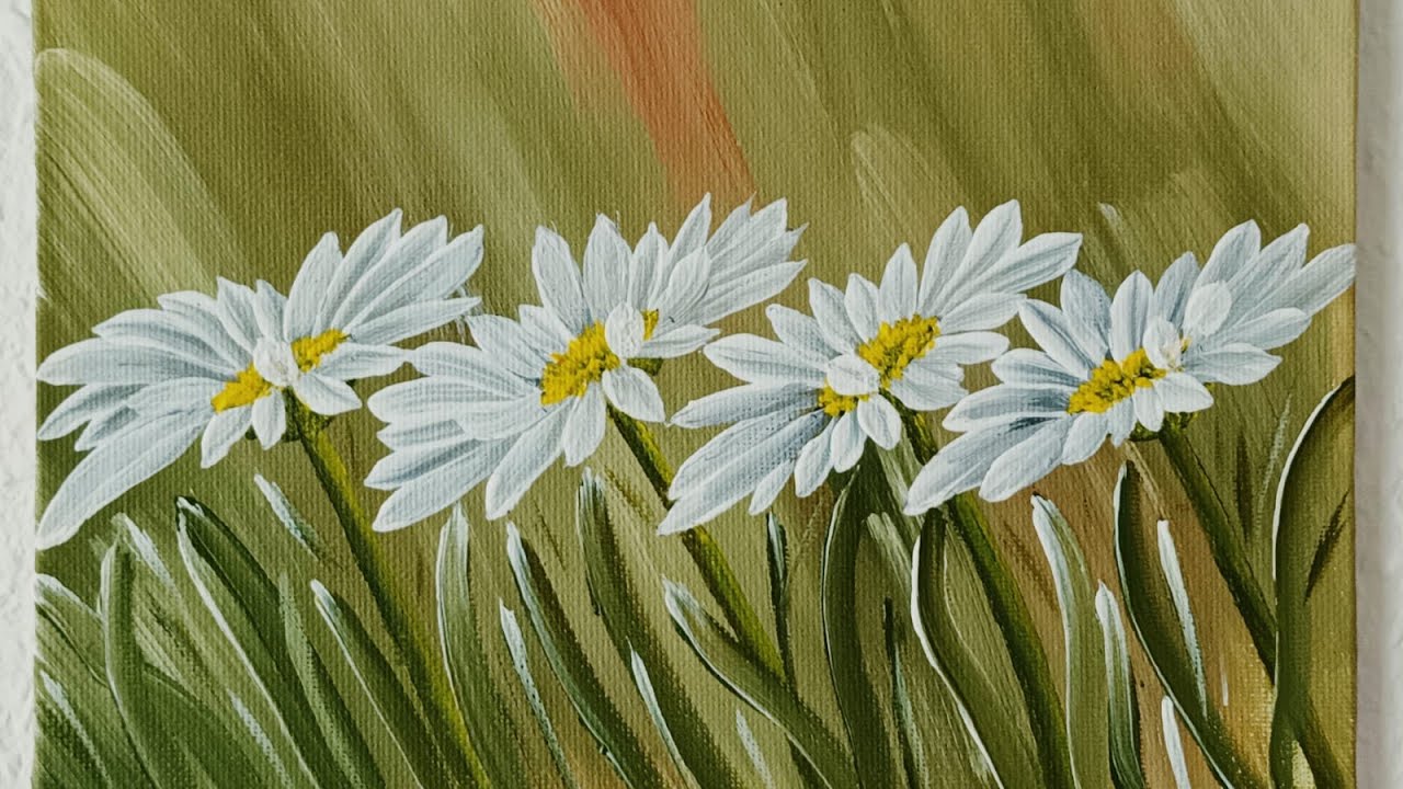 Blumen Malen Acryl Margeriten für Anfänger in Echtzeit - Flowers ...