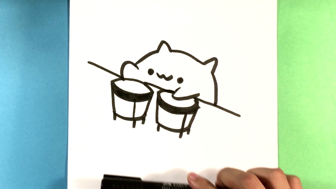 How to Draw Bongo Cat - Cute Animals to Draw - YouTube