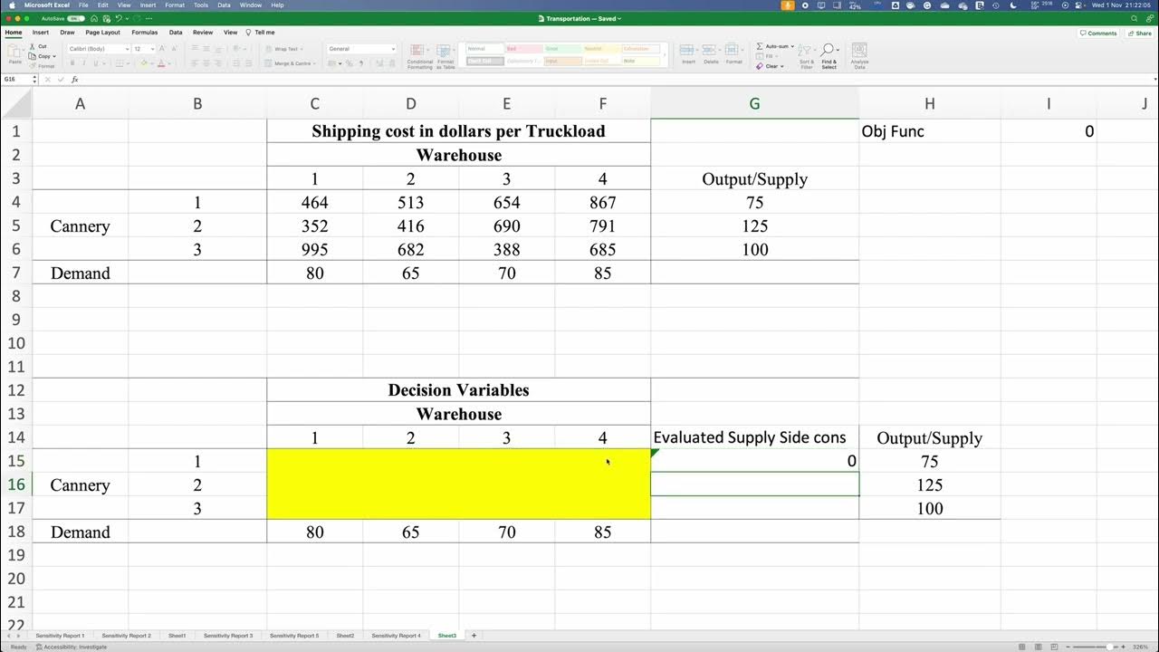 Transportation Problem in Excel - YouTube
