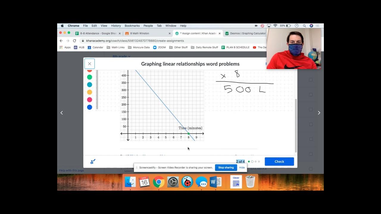8th (3) Graphing linear relationships word problems - YouTube