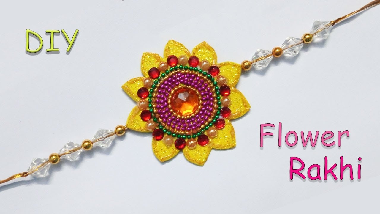 Easy handmade rakhi for school competition/ flower Rakhi/ homemade ...