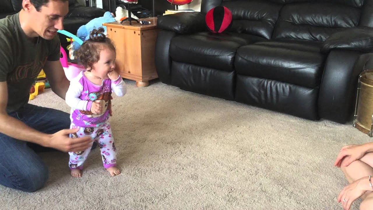 Baby Londyn practices walking - YouTube
