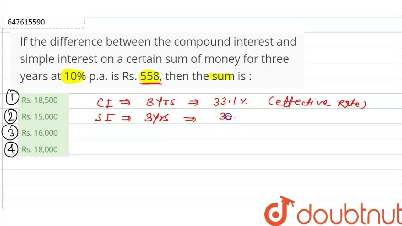 If the difference between the compound interest and simple interest on a certain sum of money fo ...