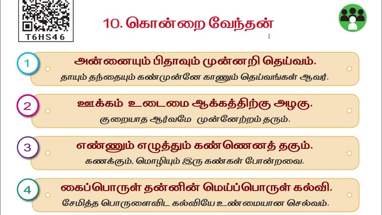 2 nd STD TAMIL RHYMES KONDRAI VENDHAN கொன்றை வேந்தன் WITH ENGLISH ...