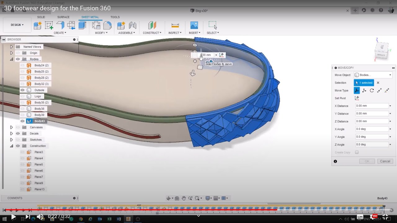 Fusion 360 3D Footwear Design. - YouTube