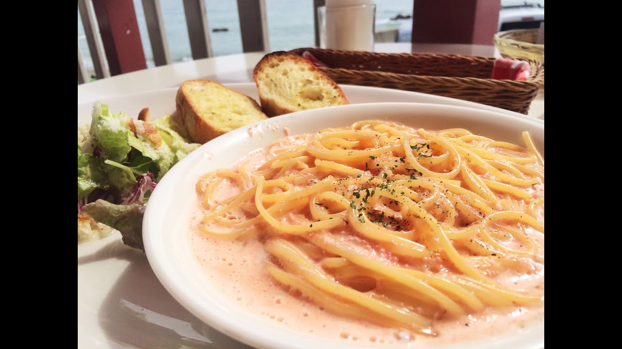 Spaghetti with seasoned cod roe cream in Japan.秋谷のDonで明太子クリームパスタ - YouTube