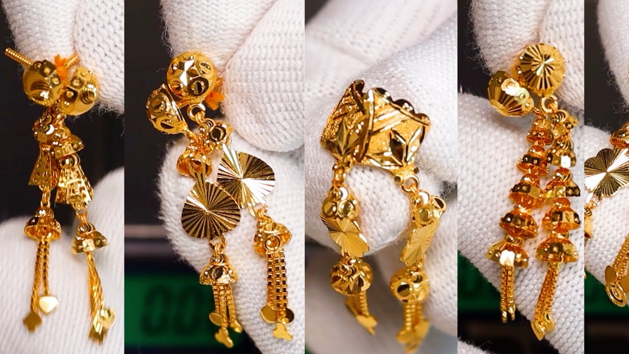 small gold earrings designs for daily use - YouTube